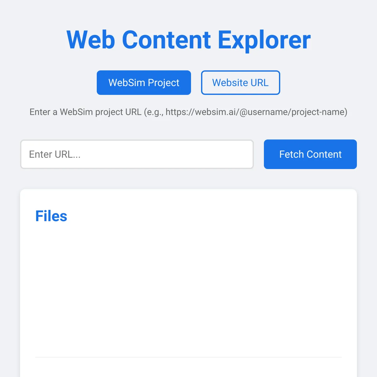 WebSim Project Explorer