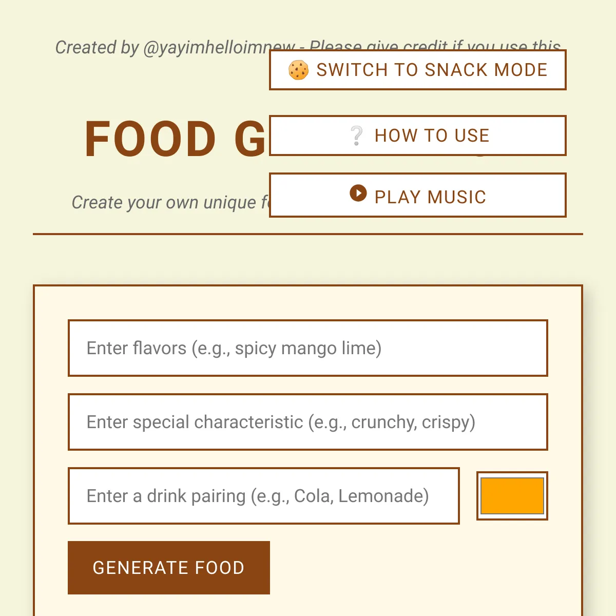 Food Generator | Make Your Own