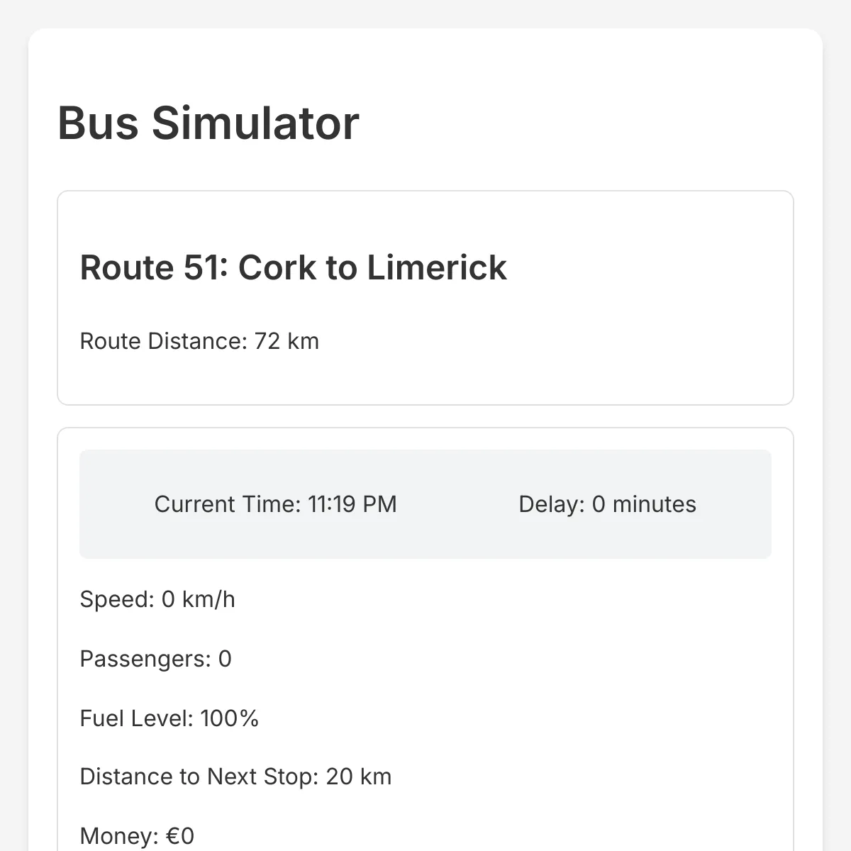 Bus Éireann Driver Simulator