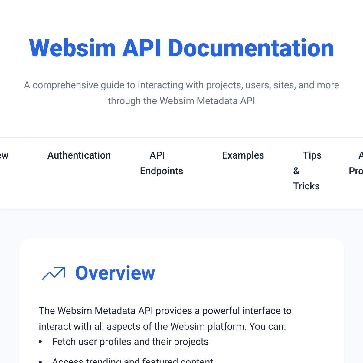 Websim API Documentation