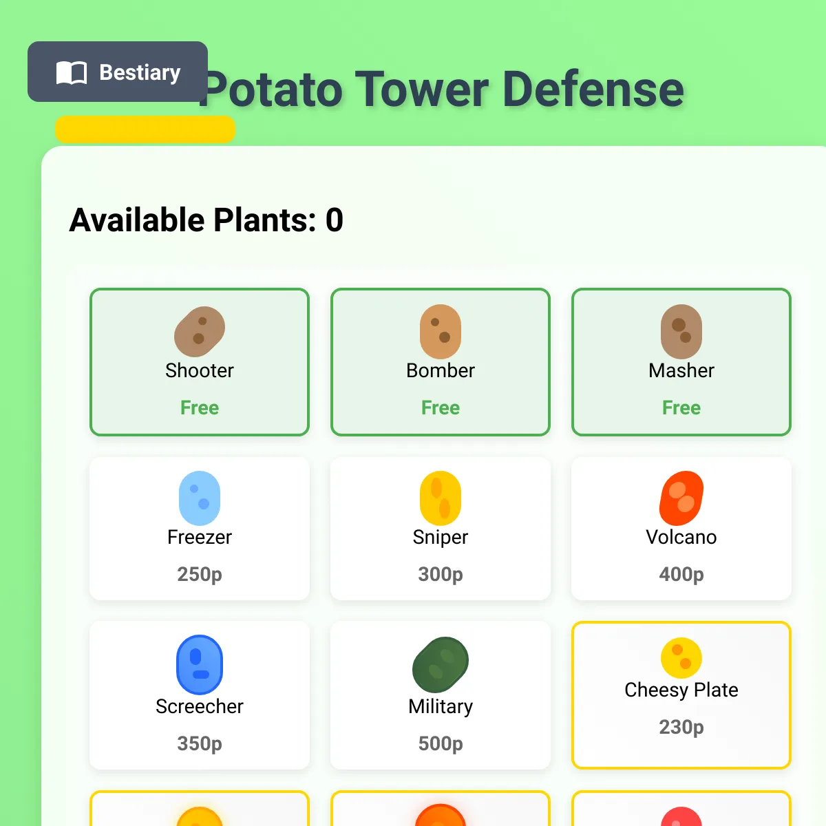 Potato Tower Defense - Sandbox