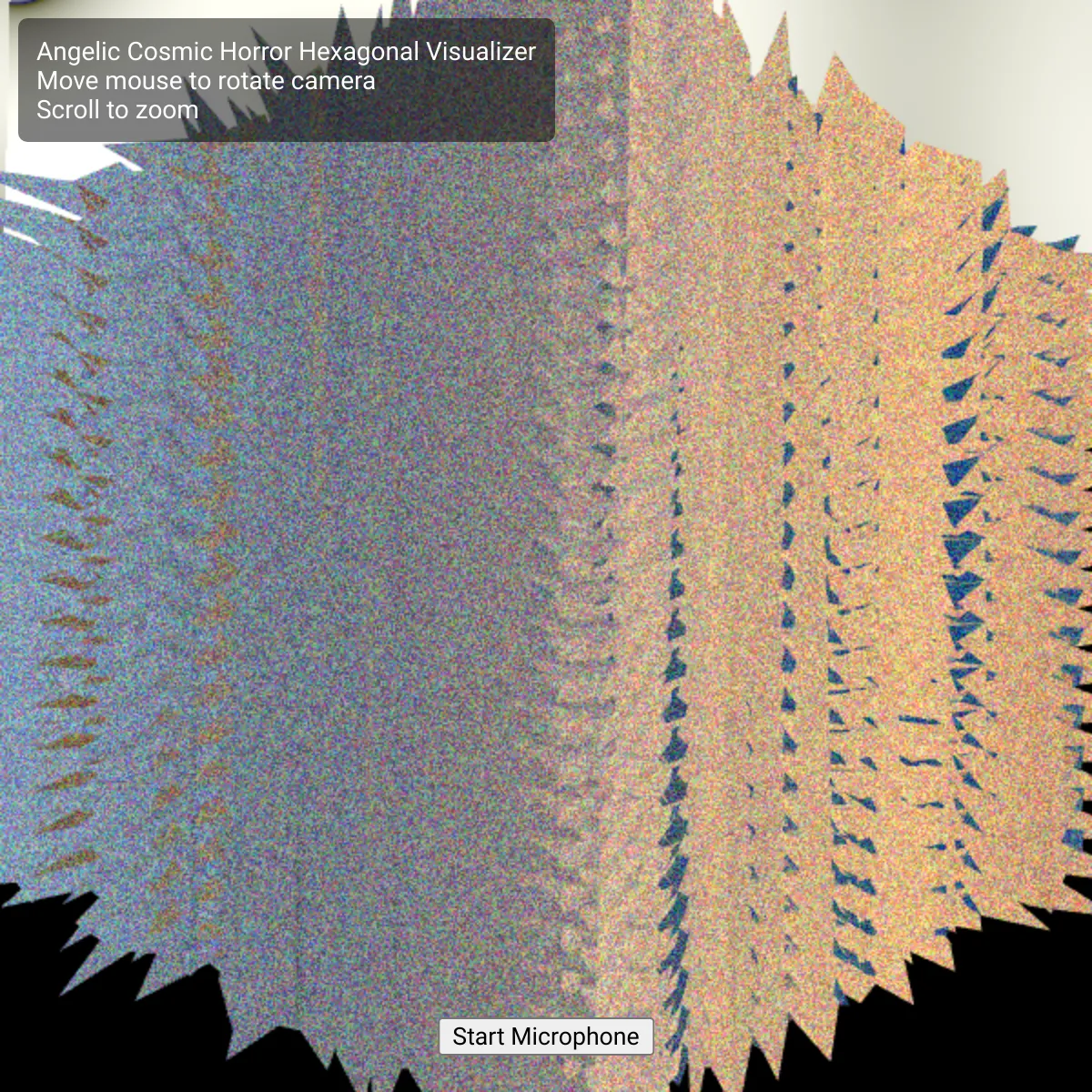 Cosmic Horror Audio Reactive Hexagonal Visualizer - WebSim.AI