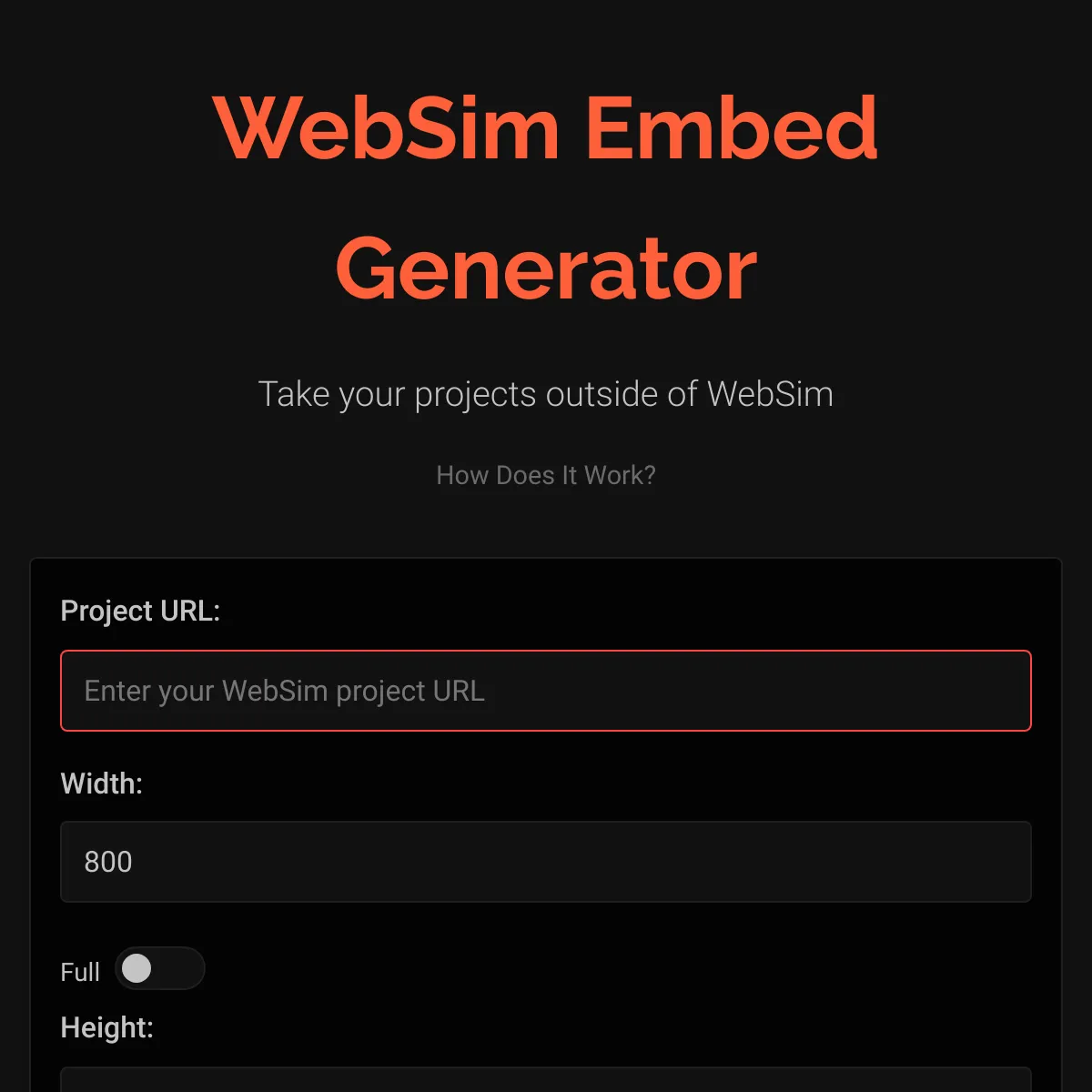 WebSim Embed Generator
