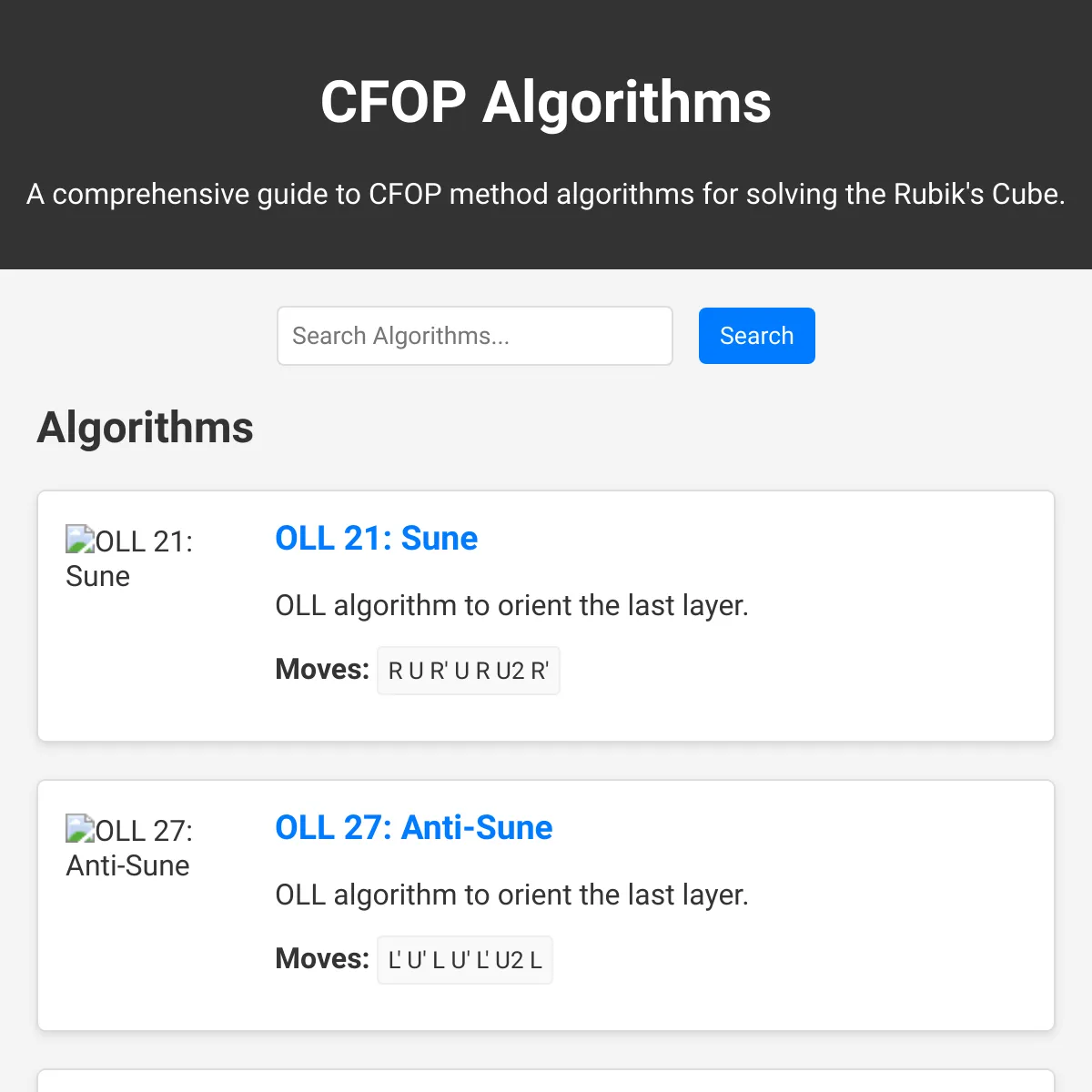 Rubik's Cube Algorithms