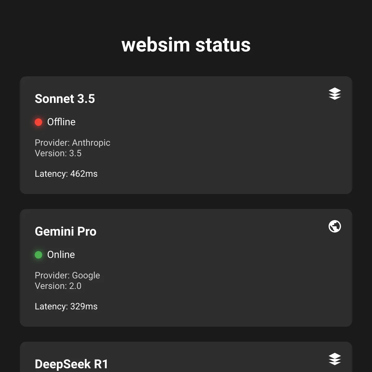 AI Model Status Dashboard