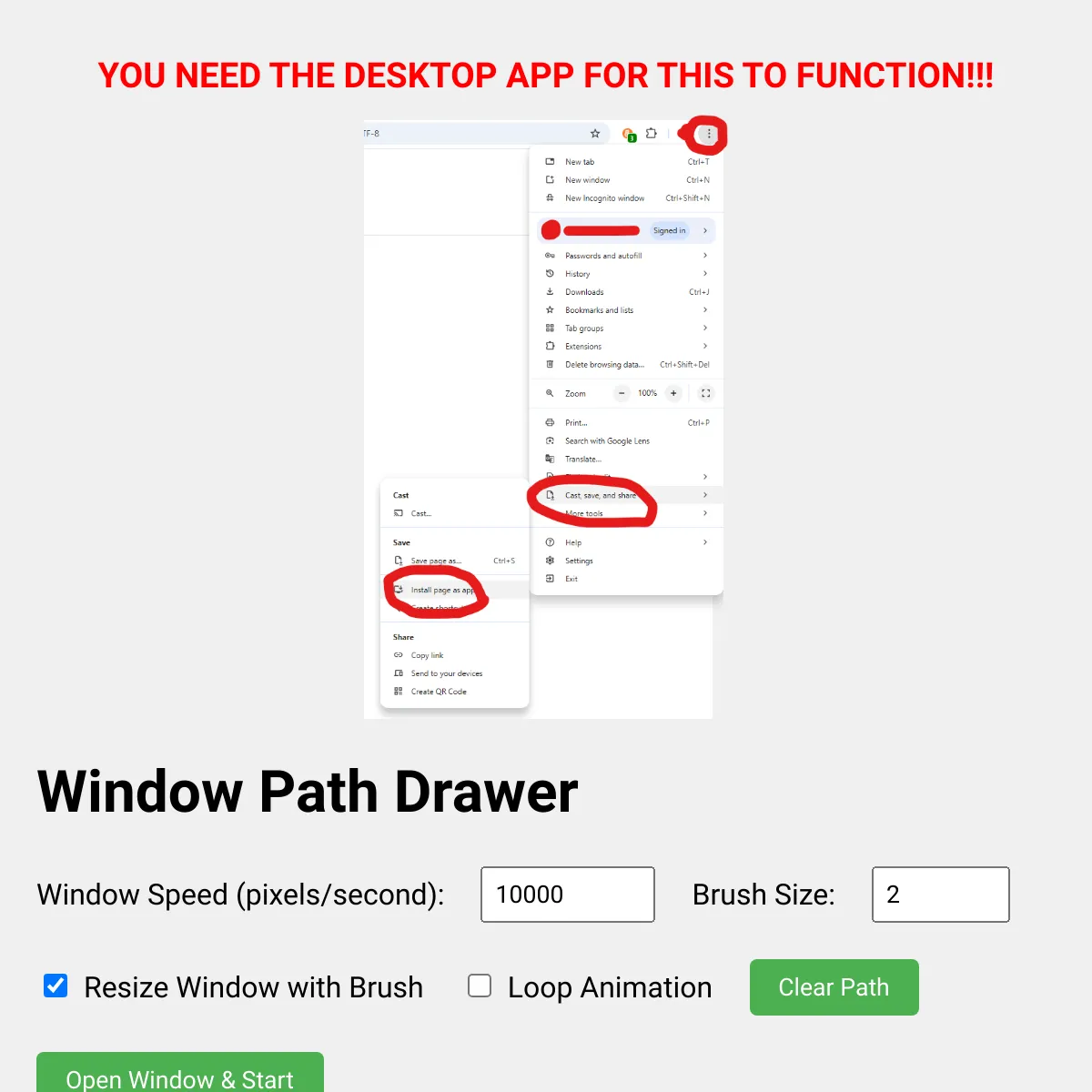 Window Path Drawer