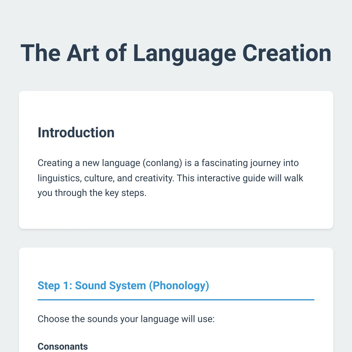 The Art of Language Creation