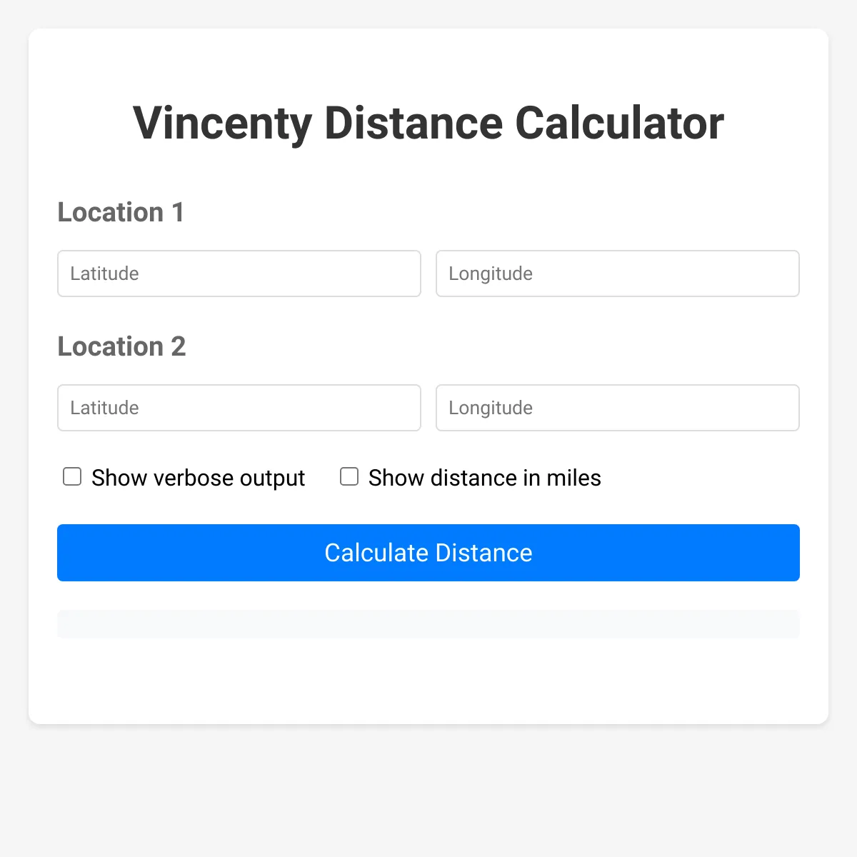 Vincenty Distance Calculator