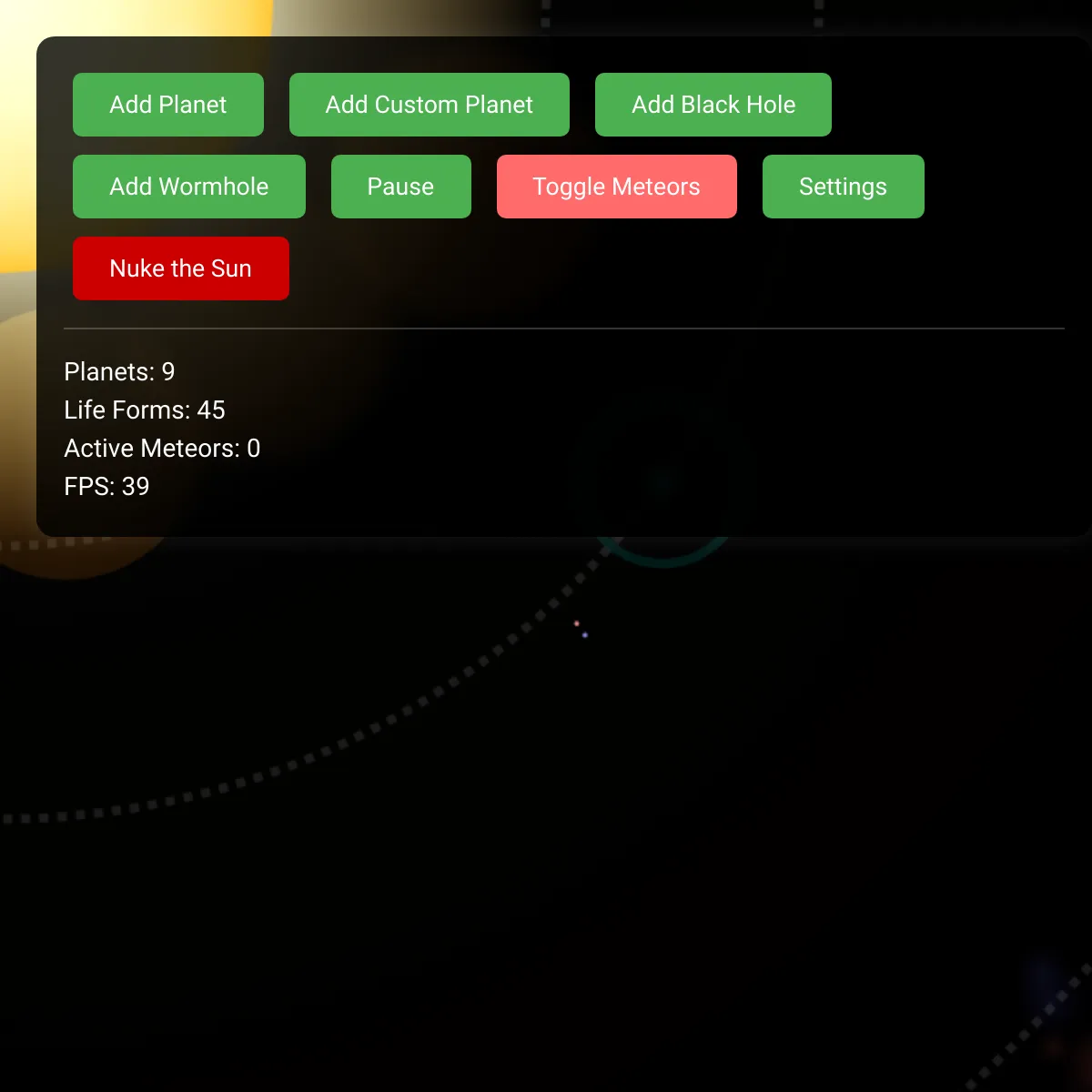 Space gravity sandbox