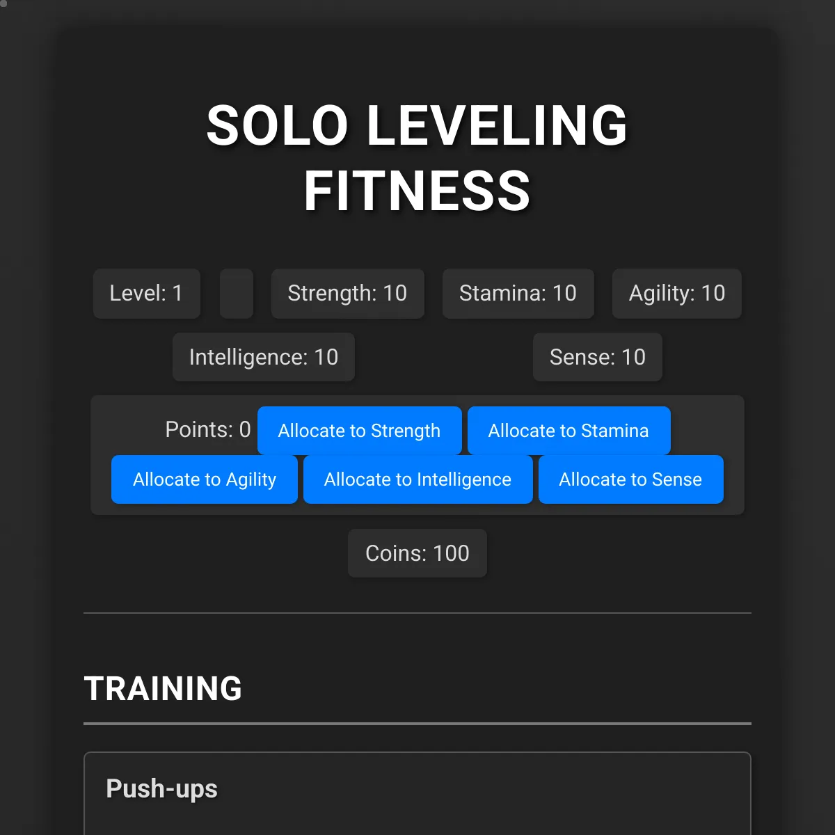 Solo Leveling Fitness