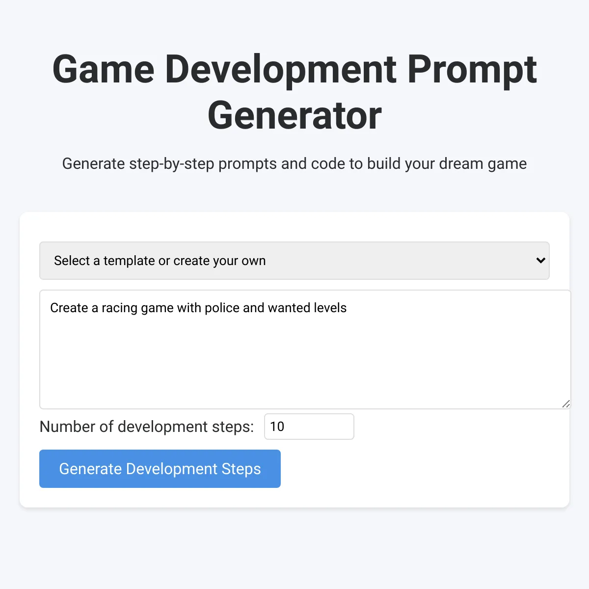 Game Development Prompt Generator