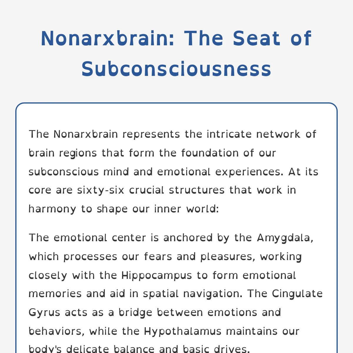 Nonarxbrain: The Seat of Subconsciousness [Recommended: Current Version]