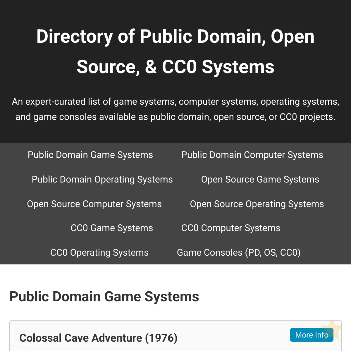 Directory of Public Domain and Open Source Systems