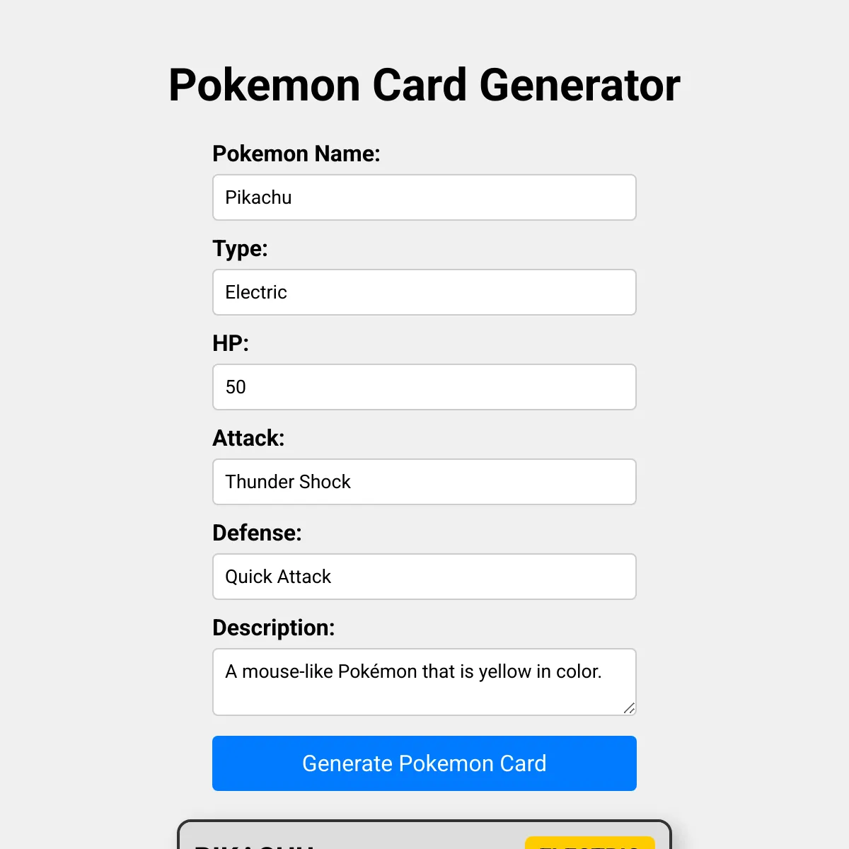 Pokemon Card Generator