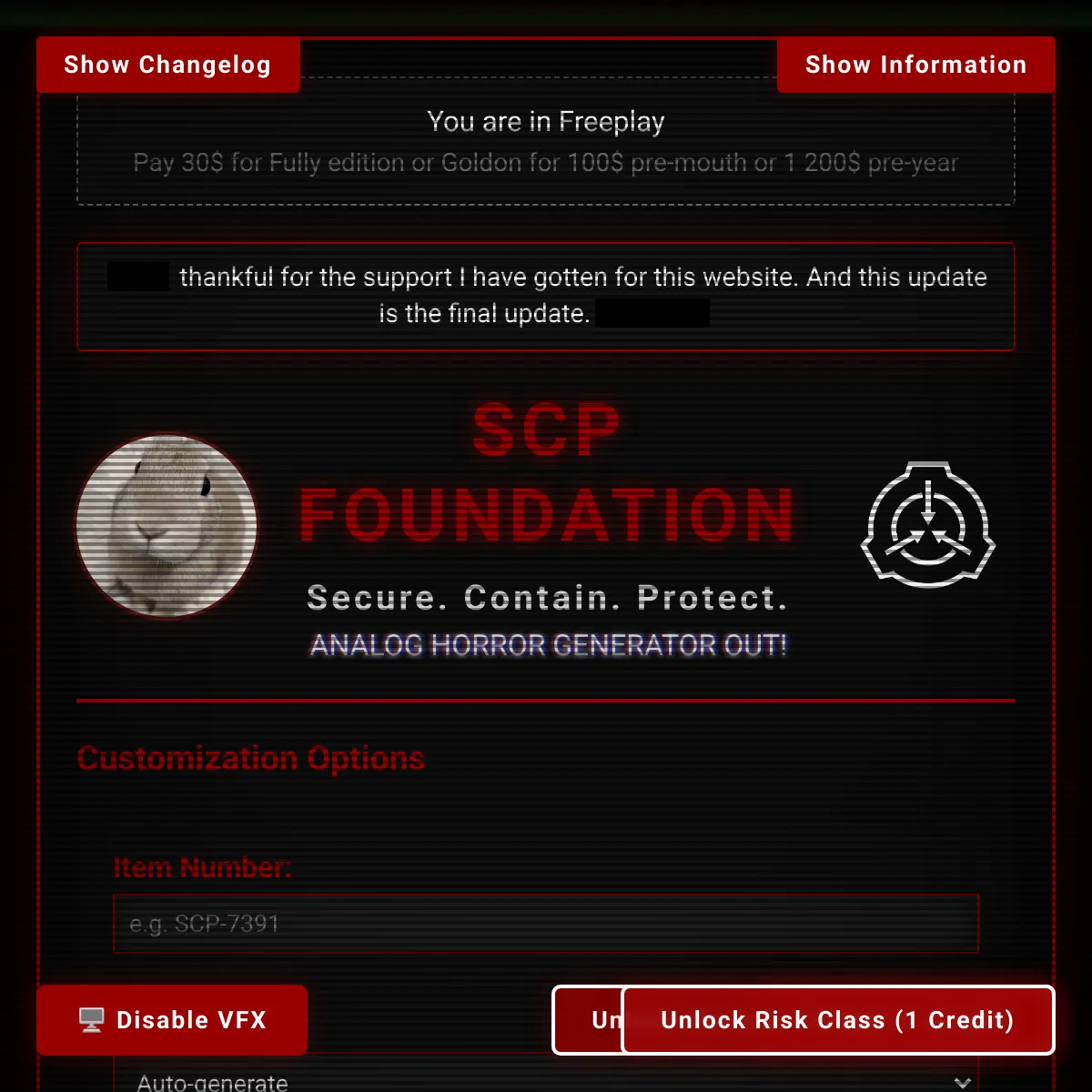 SCP Article Generator but Free edition