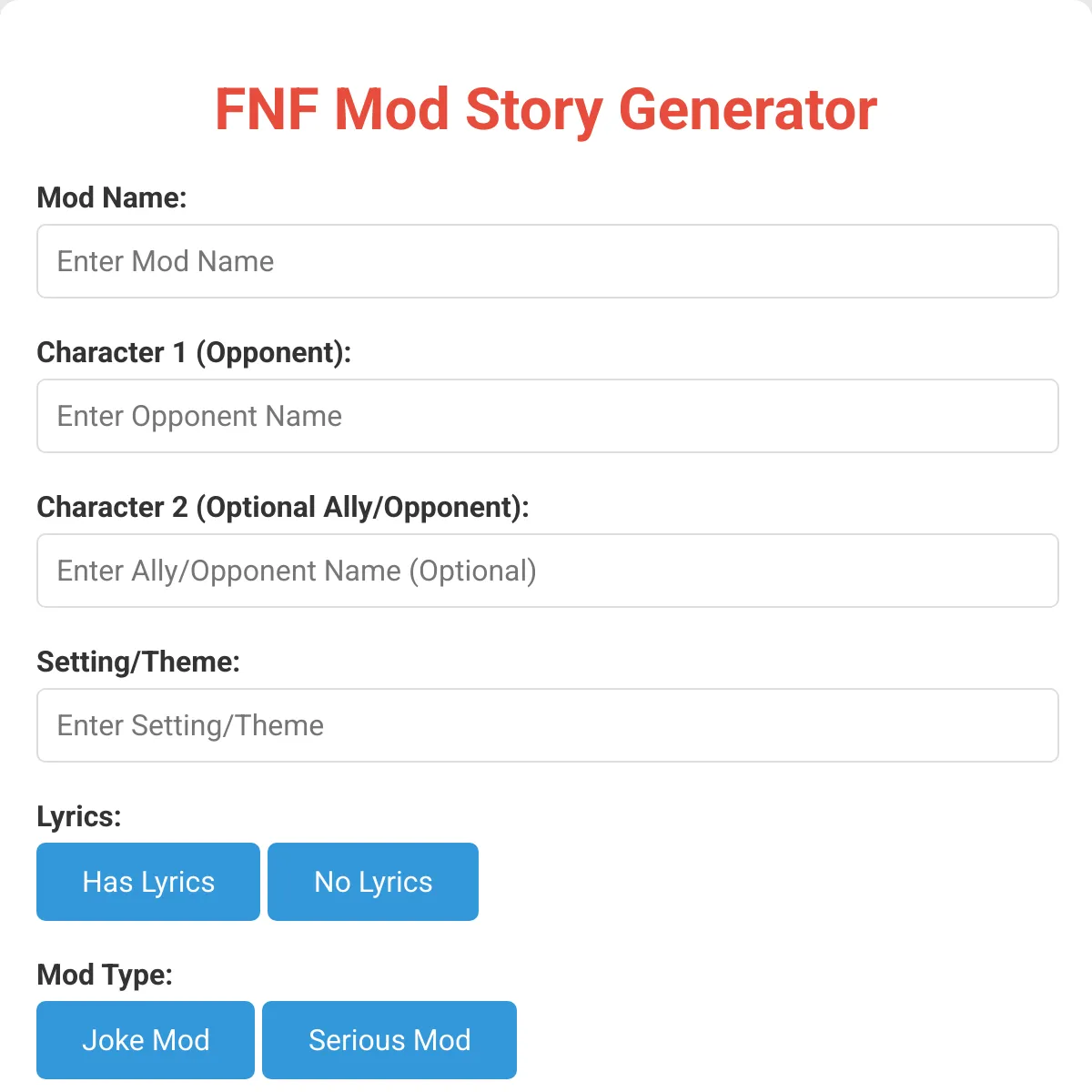 FNF Mod Story Generator