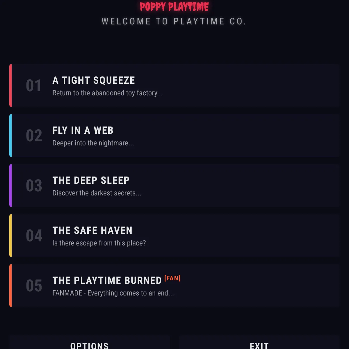 Poppy Playtime Menu