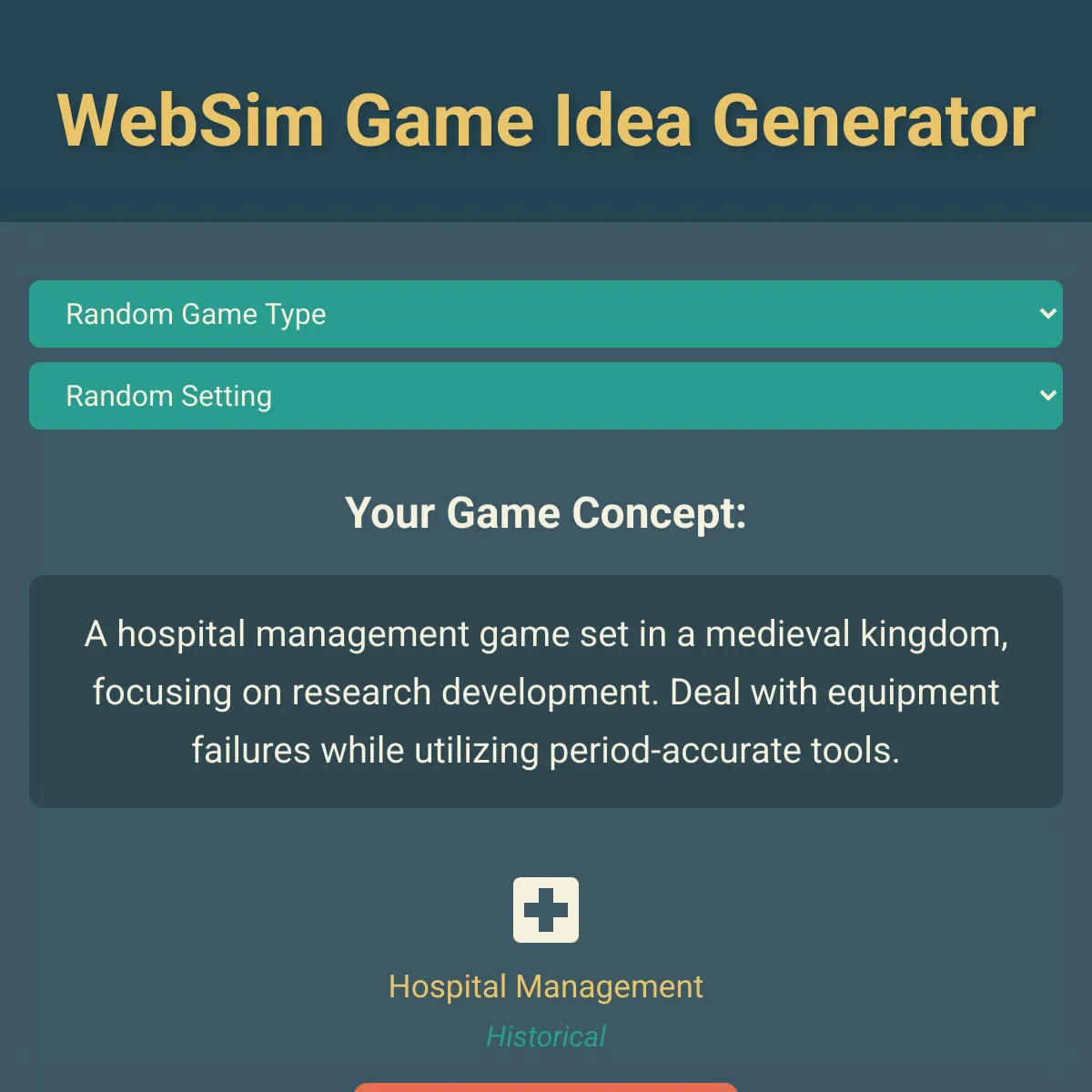 websim game idea generator