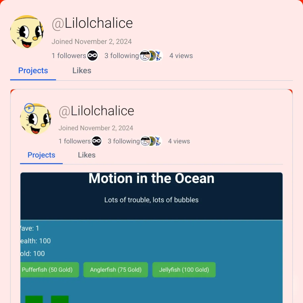User Profile Page on WebSim AI