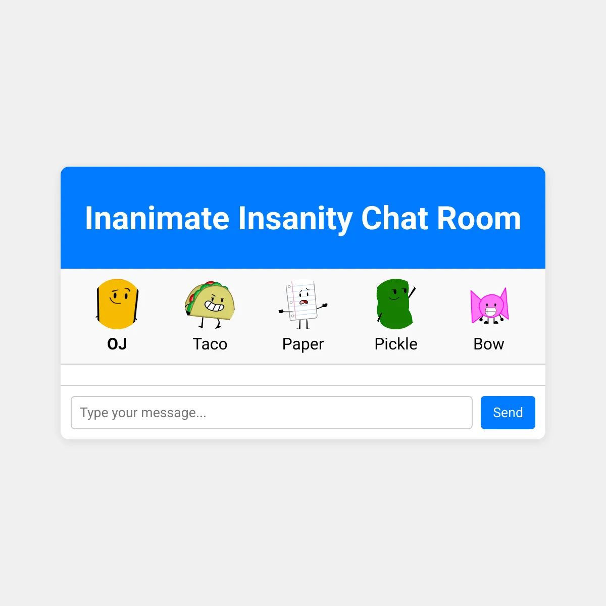 Inanimate Insanity Chat Room
