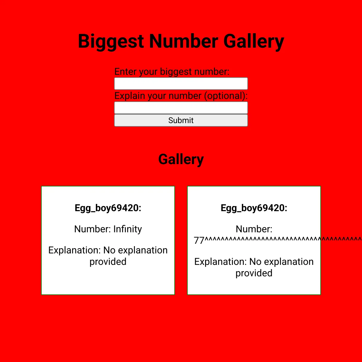 Biggest Number Gallery