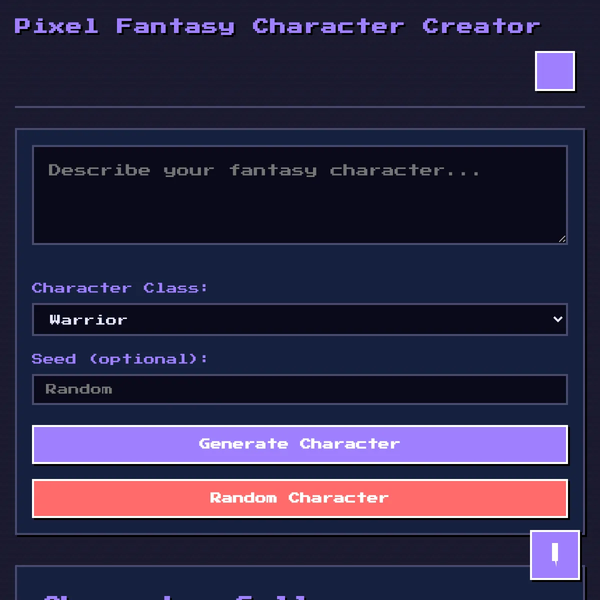 AI Pixel Art Fantasy Character Creator