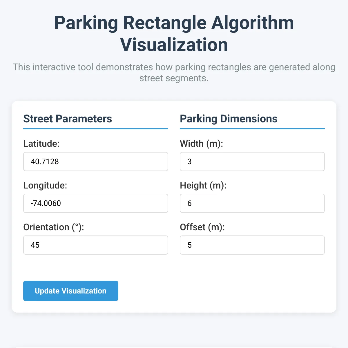 Parking Rectangle Algorithm Visualization