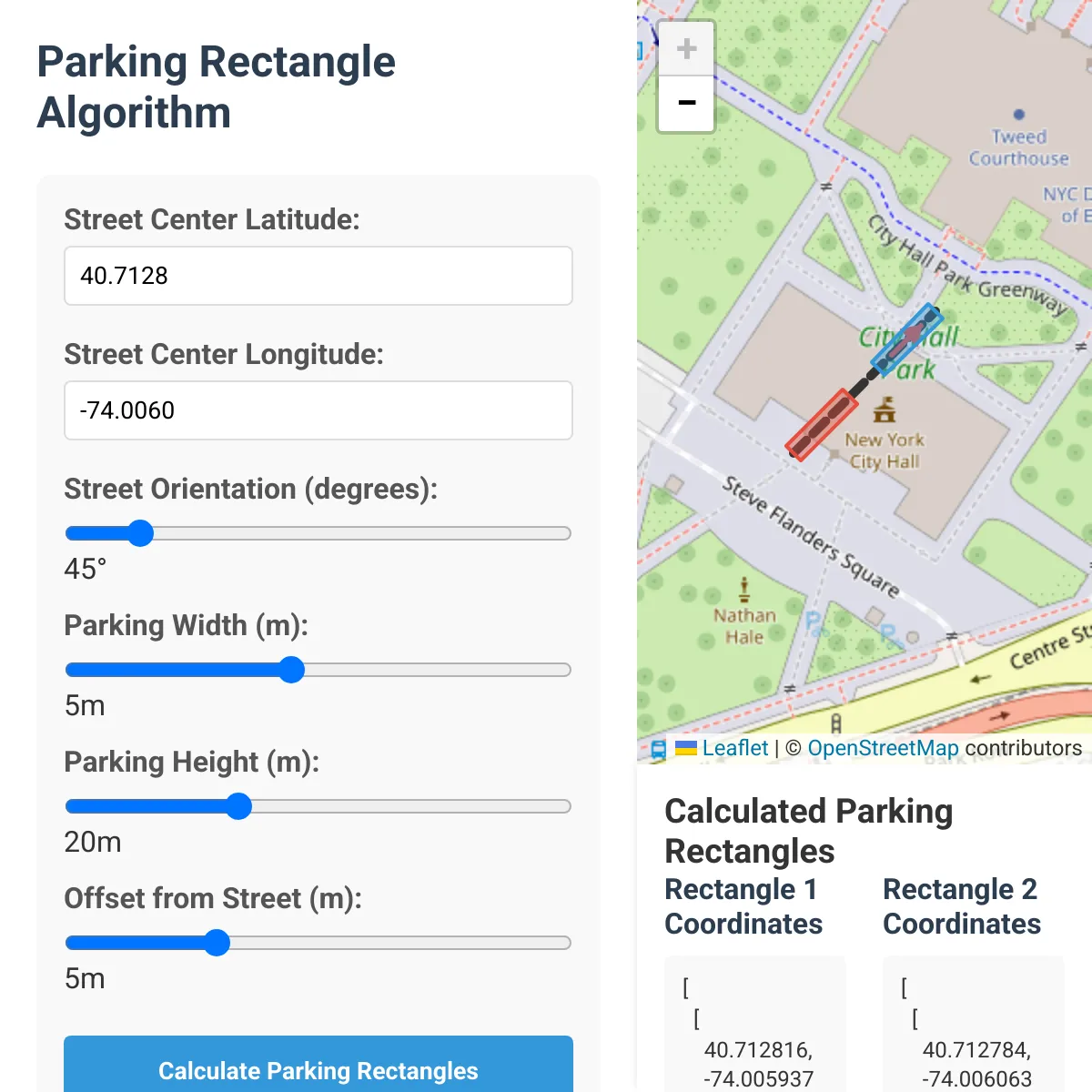 Parking Rectangle Algorithm Visualization