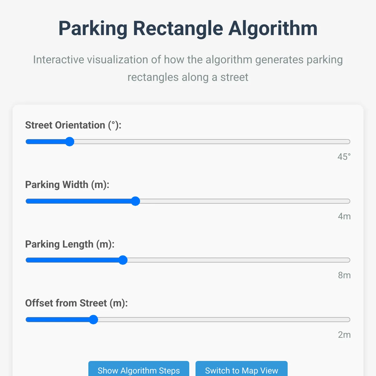 Parking Rectangle Algorithm Visualization