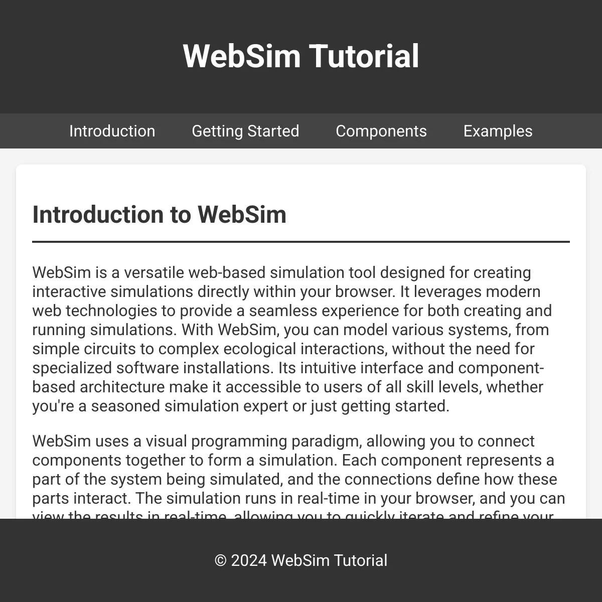 Websim Tutorial