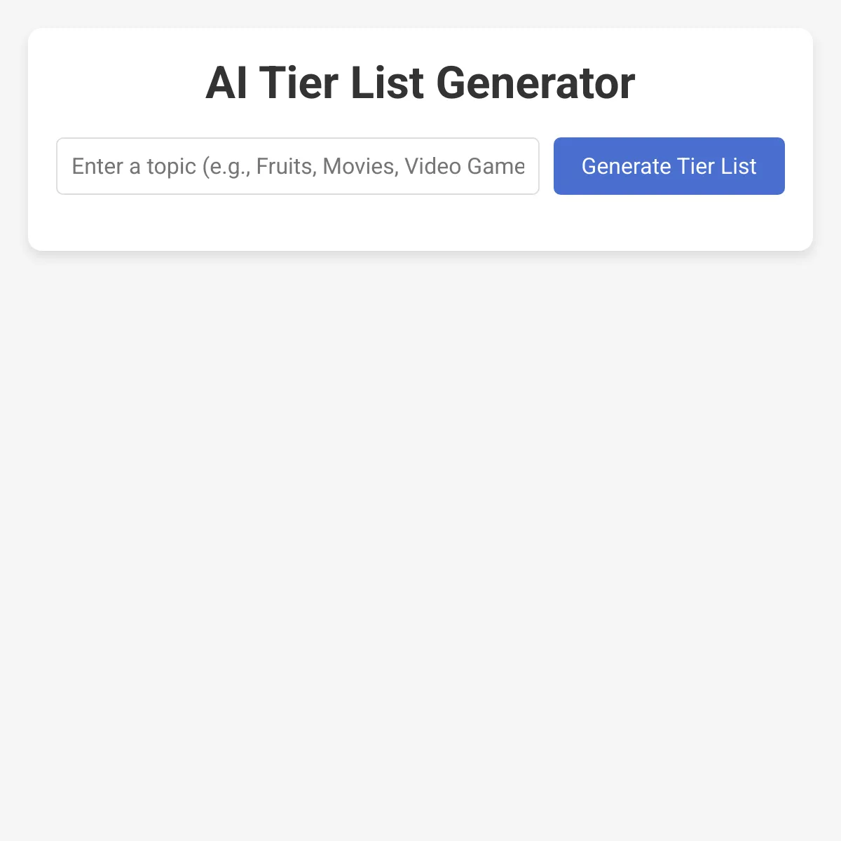 AI Tier List Generator