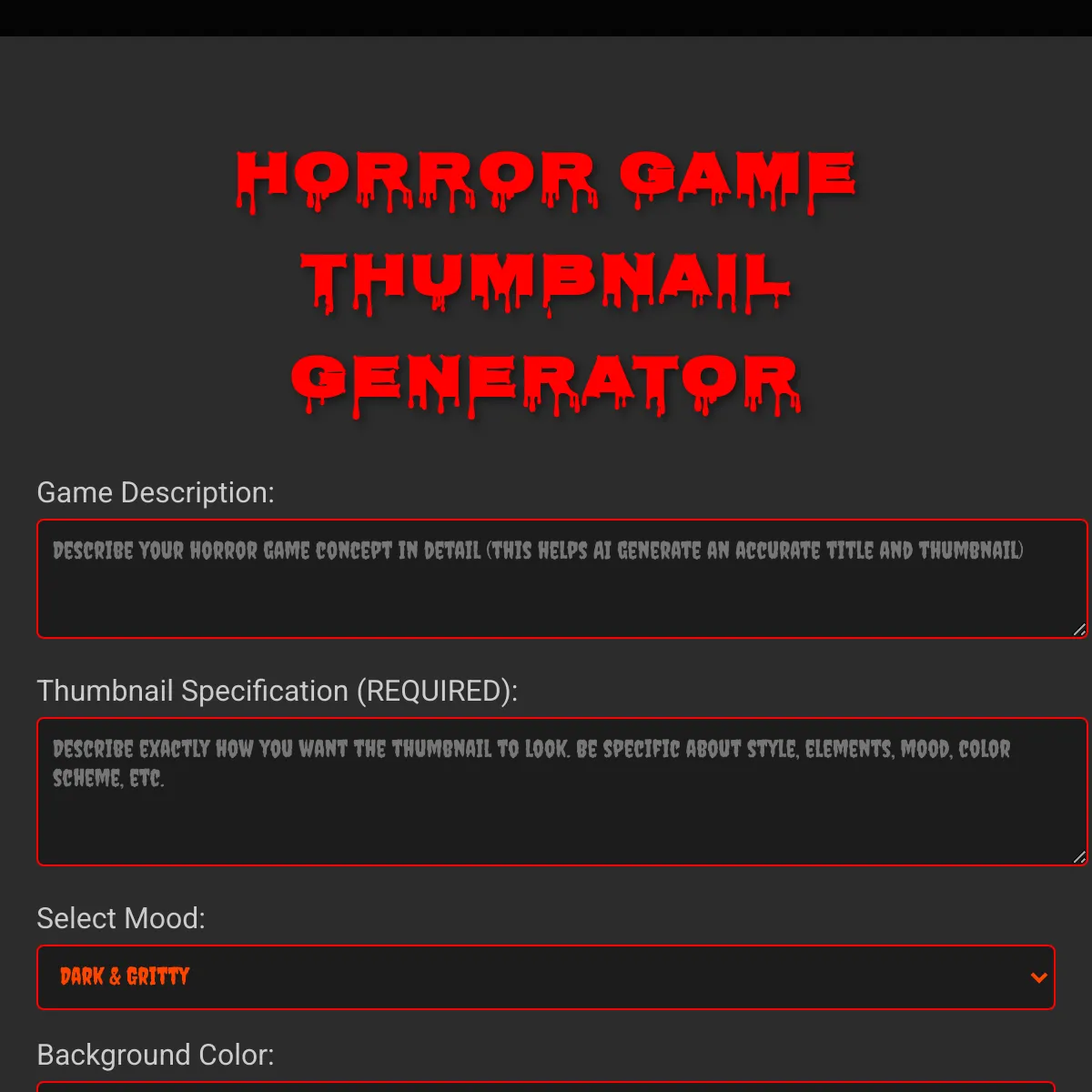 Horror Game Thumbnail Generator