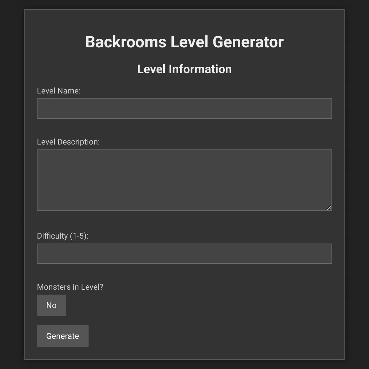 Backrooms Level Generator