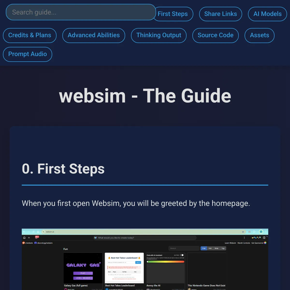 websim - The Guide