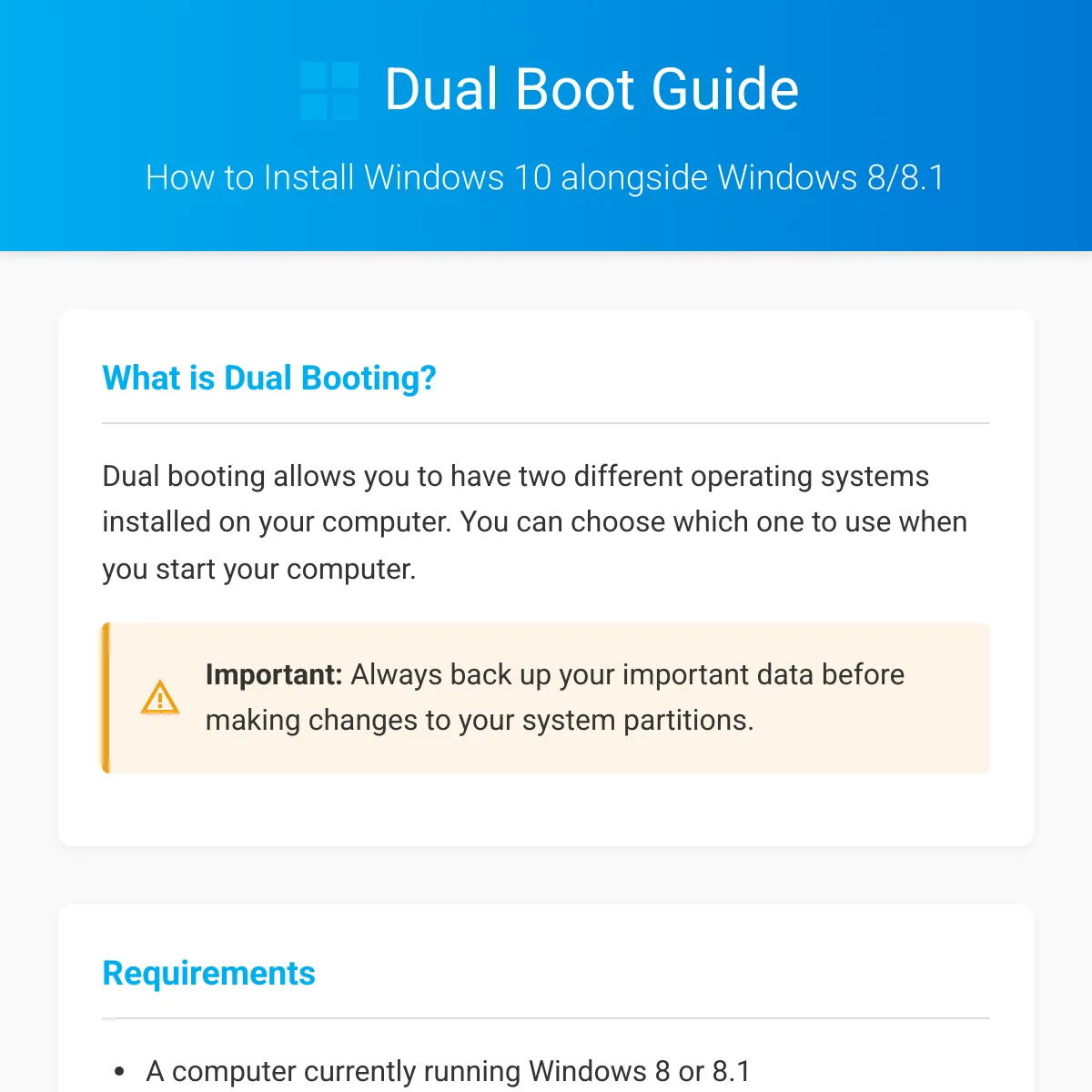 Dual Boot Guide: Windows 10 with Windows 8/8.1