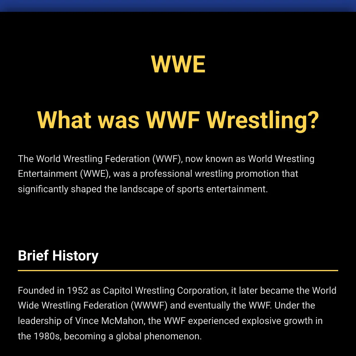 WWF Wrestling History