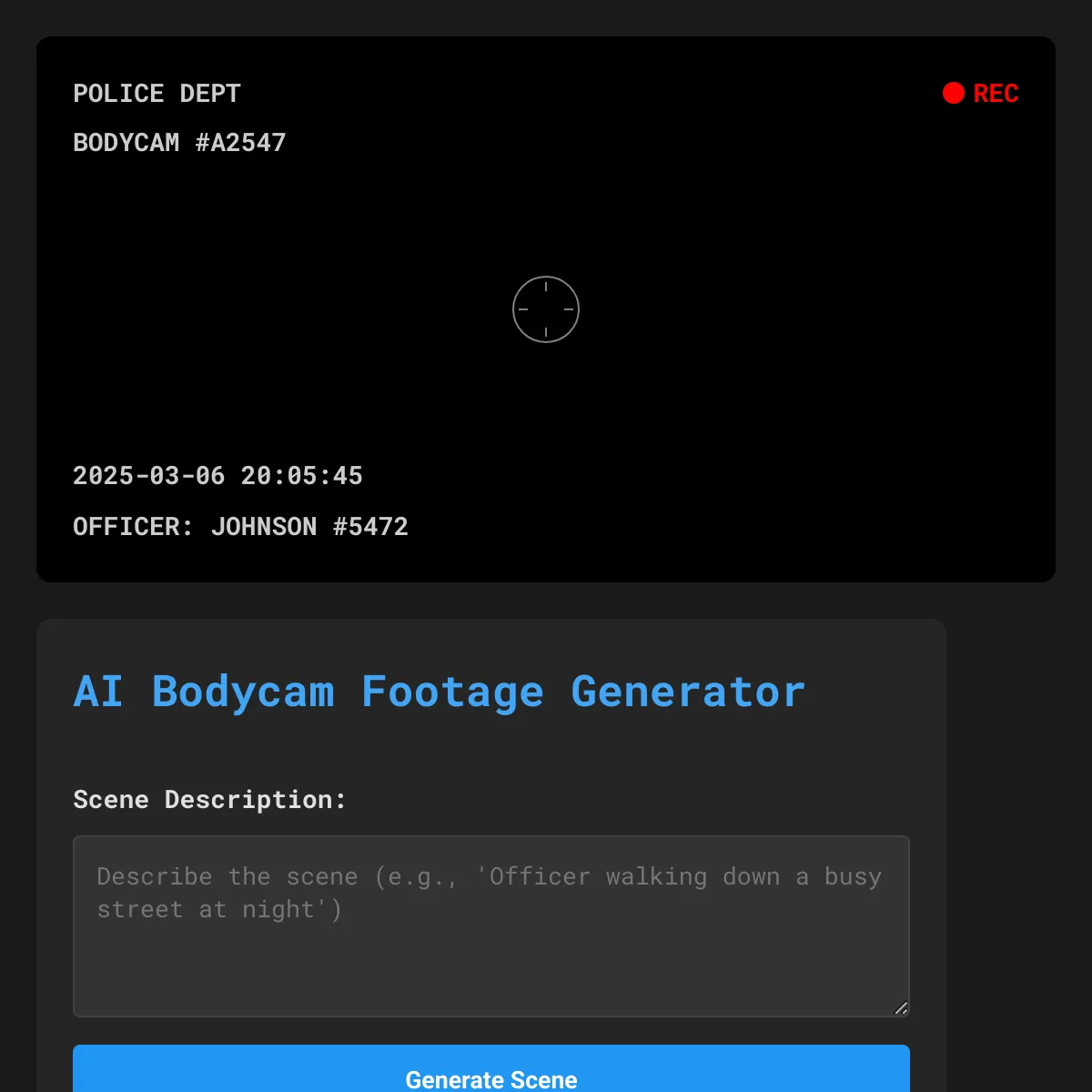 AI Bodycam Footage Generator
