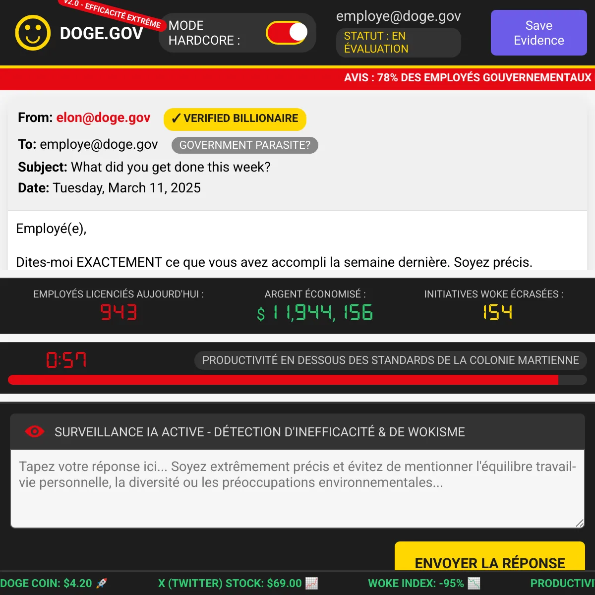 DOGE Agency Email: Justifiez Votre Existence