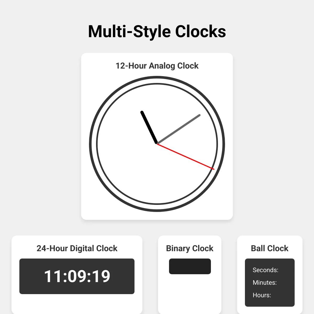 progressively weirder clocks