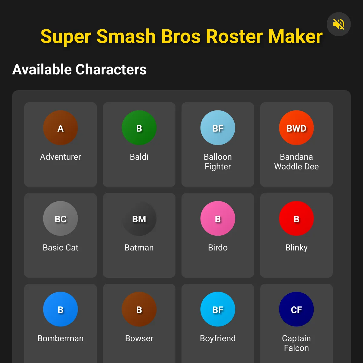 Smash Bros Roster Maker