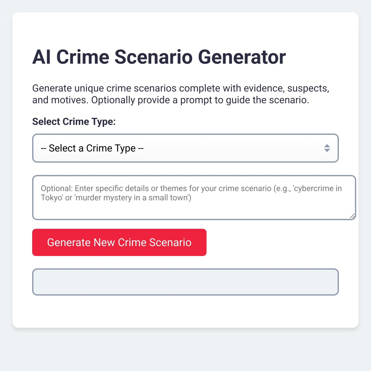 AI Crime Scenario Generator