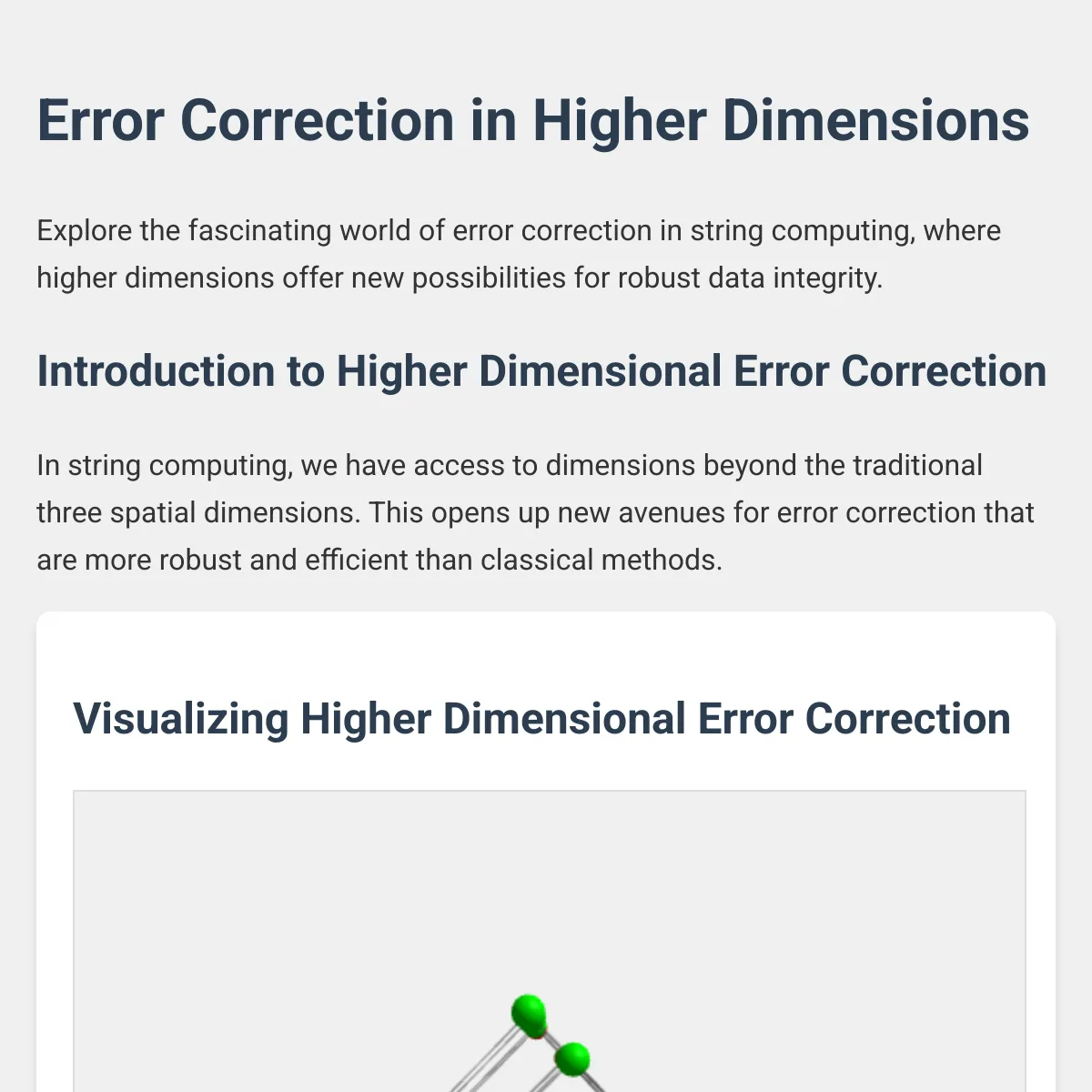 Error Correction in Higher Dimensions | String Computing