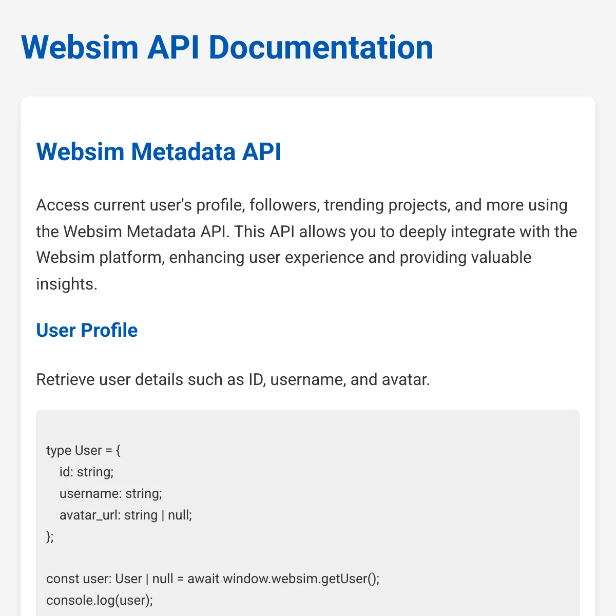 Websim API Documentation