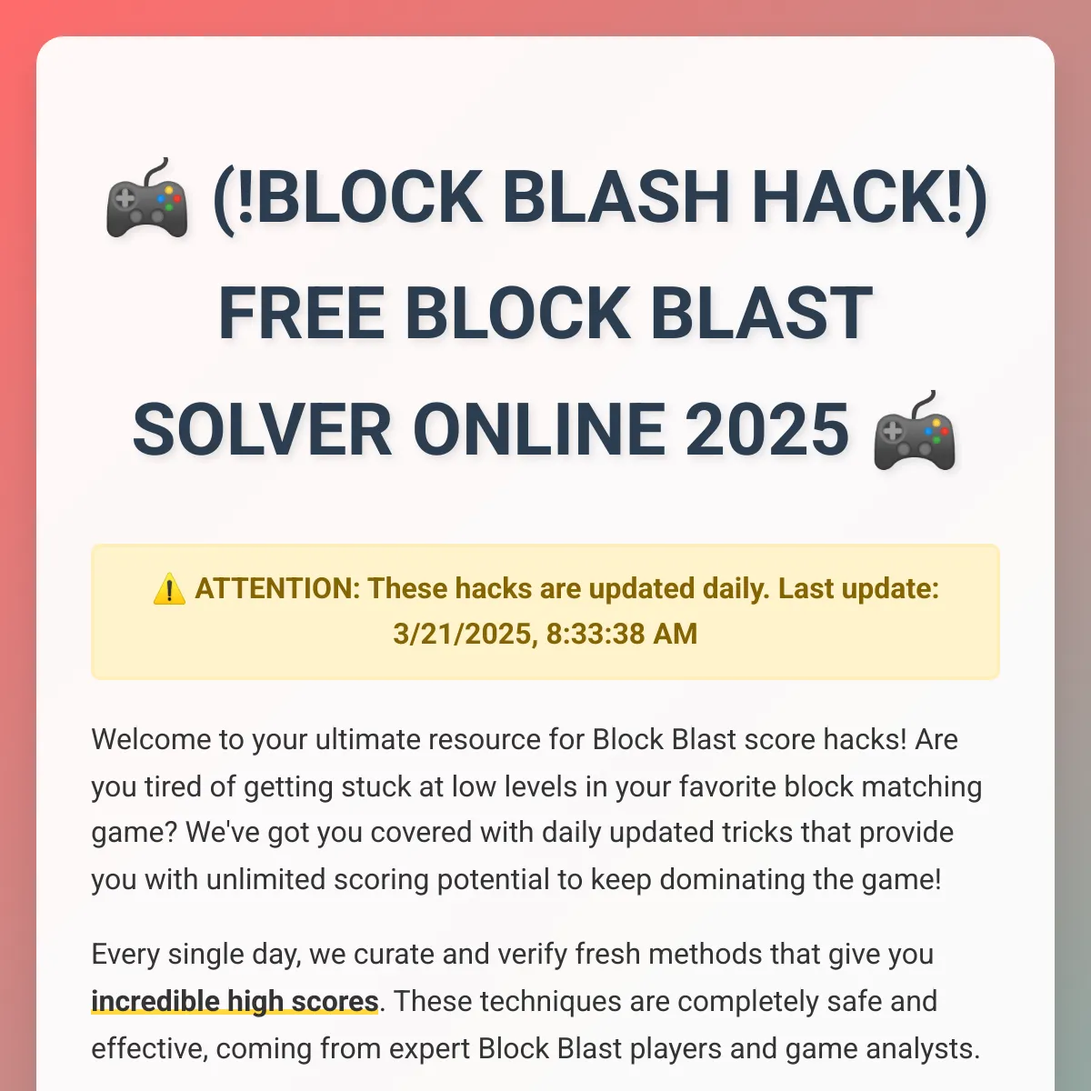 (!BLOCK BLASH HACK!) FREE BLOCK BLAST SOLVER ONLINE 2025