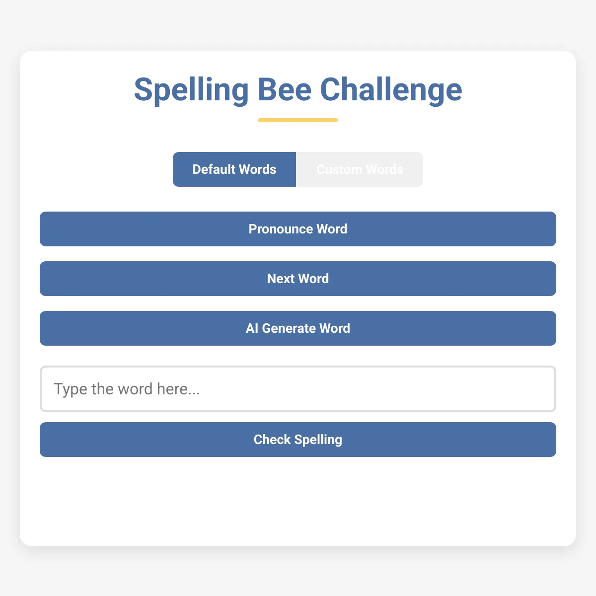 Spelling Bee Challenge