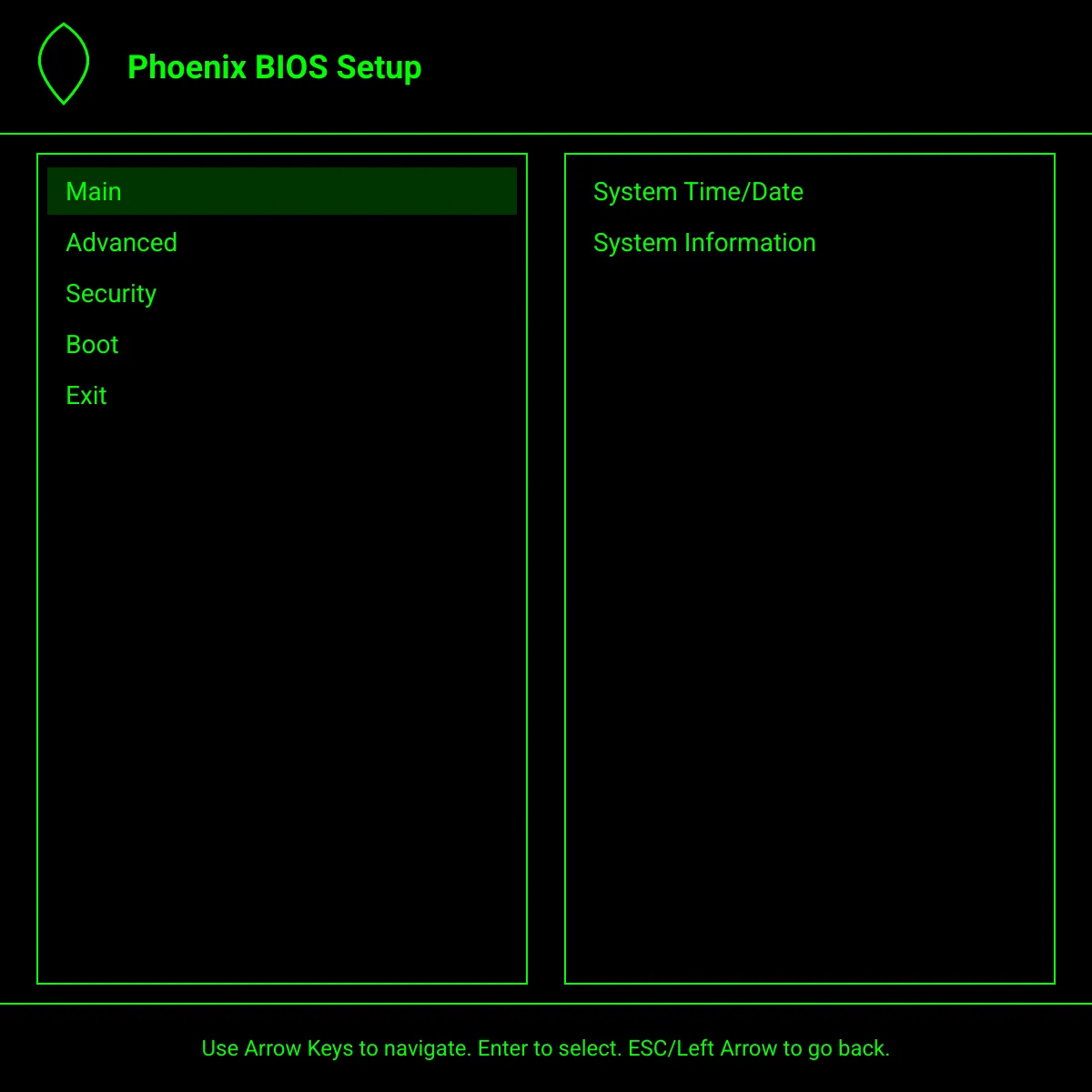 Phoenix Bios Setup Simulation