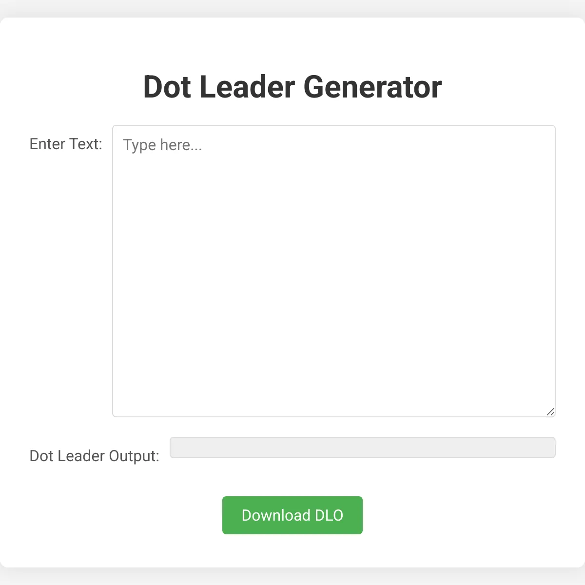 Dot Leader Generator
