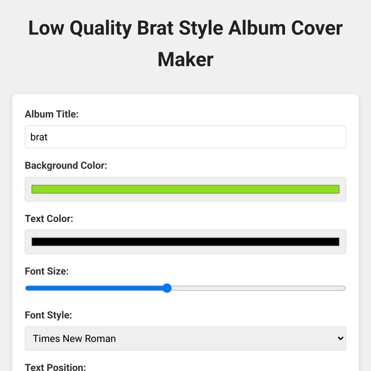 Brat Style Album Cover Maker
