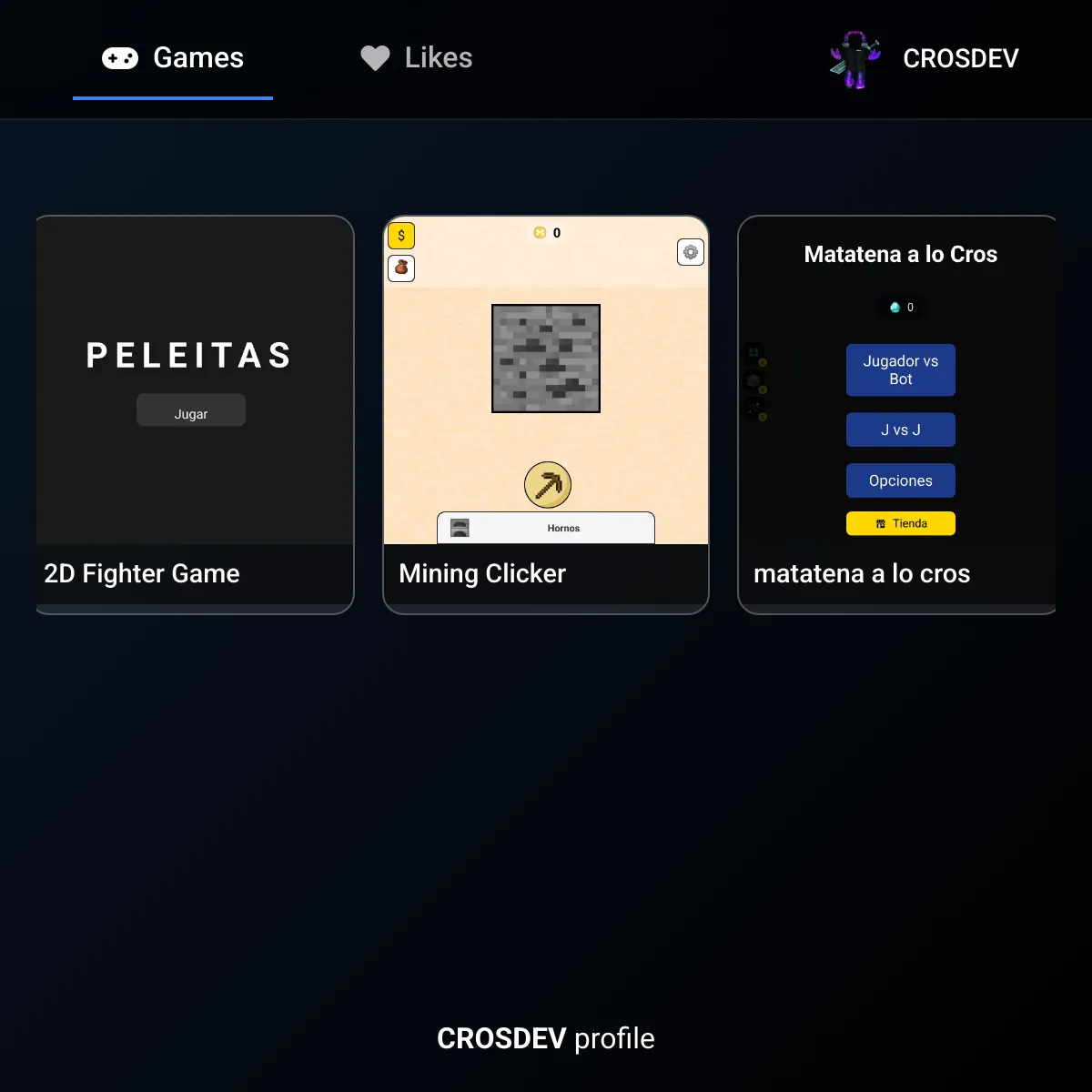 WebSim User Profile Page