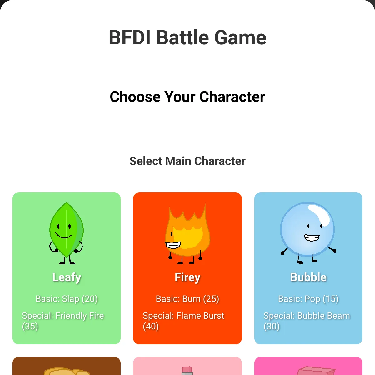 BFDI Battle Game